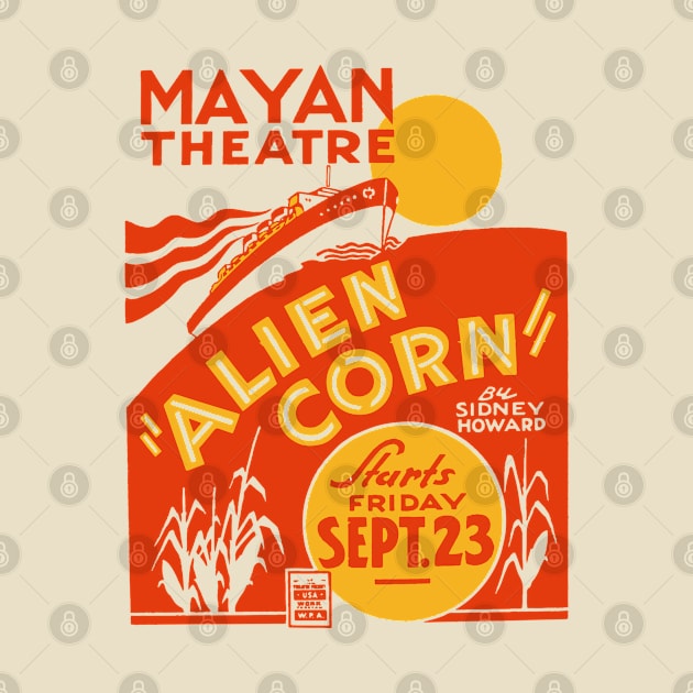 Alien Corn at Mayan Theatre - Vintage Analog Poster - Theater Lover - T ...