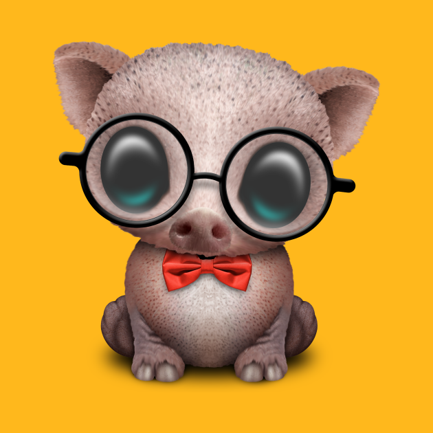 Cute Nerdy Pig Wearing Glasses and Bow Tie - Nerd - T-Shirt | TeePublic