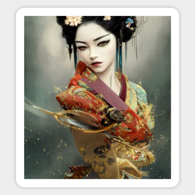 Beautiful geisha art, cinematic, digital painting - Geisha - Sticker ...