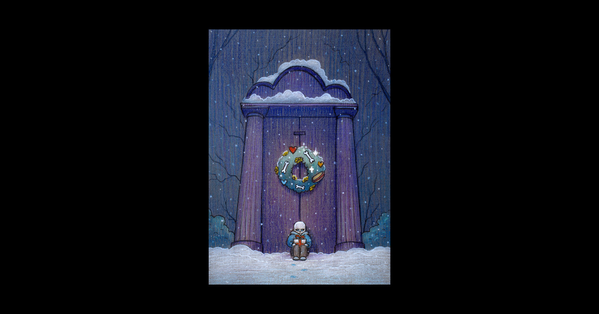 Undertale Christmas Door - Undertale - Sticker | TeePublic