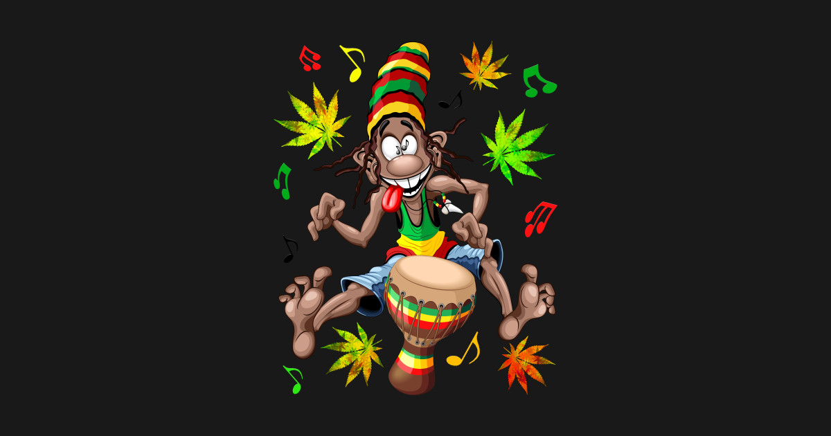 Rasta Bongo Musician funny cool cartoon character - Rasta Man - Long ...