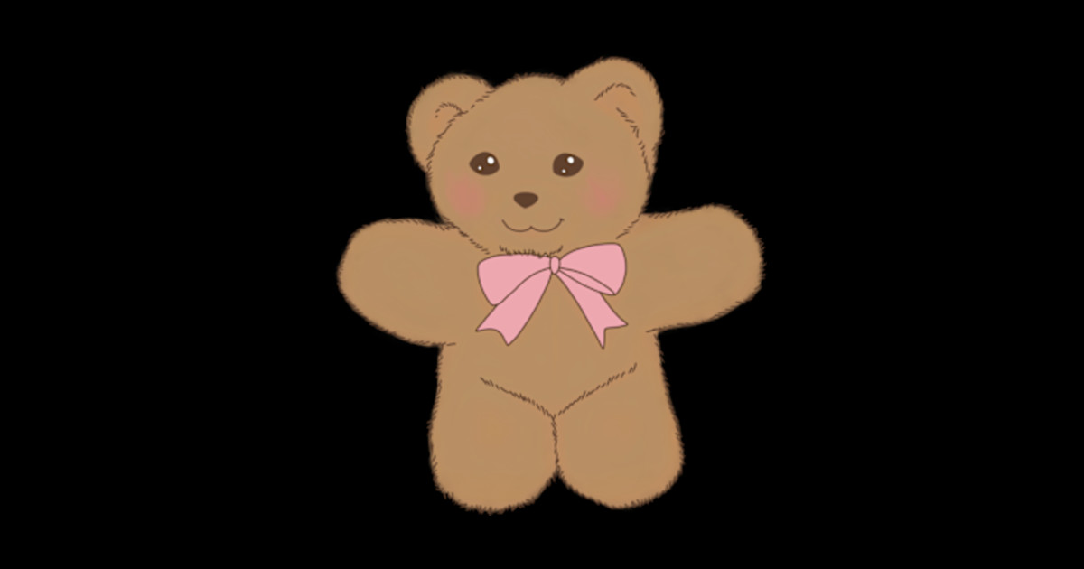 teddy bear ribbon coquette dollette brown pink - Teddy Bear - Sticker ...
