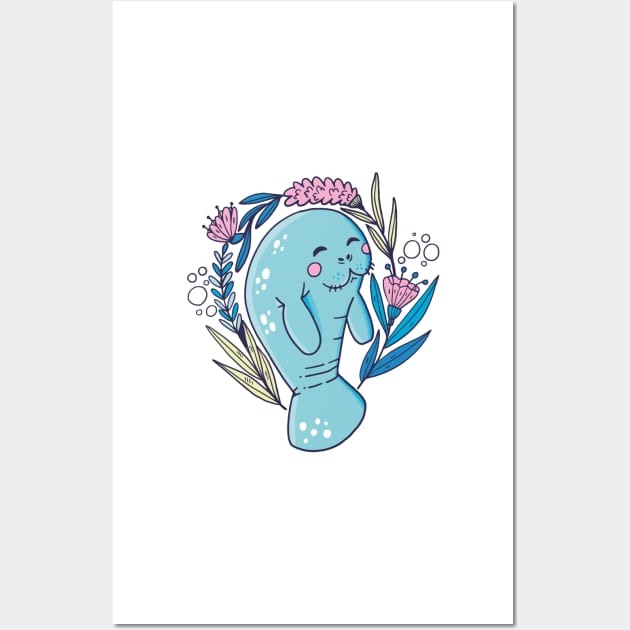 Happy Manatee / Sea Cow / Mermaid - Manatee - Posters and Art Prints ...