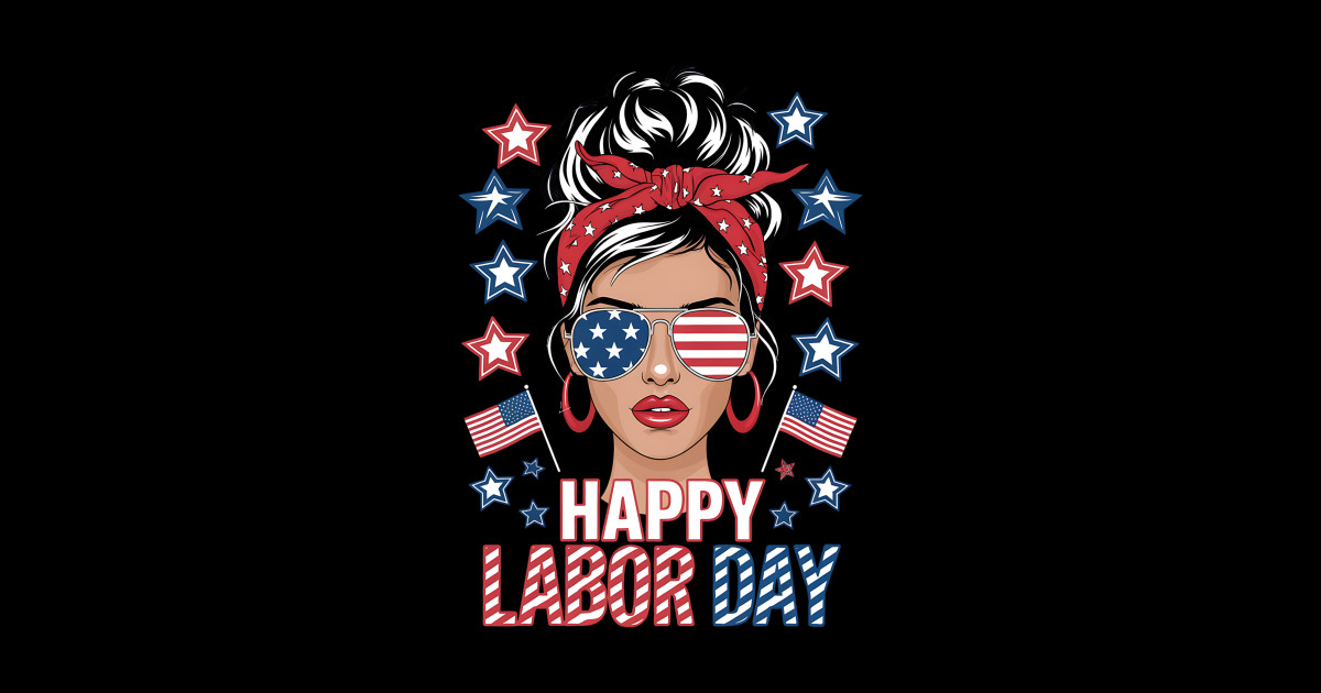 Happy Labor Day Usa Flag Patriotic Labor Day Messy Bun - Happy Labor ...