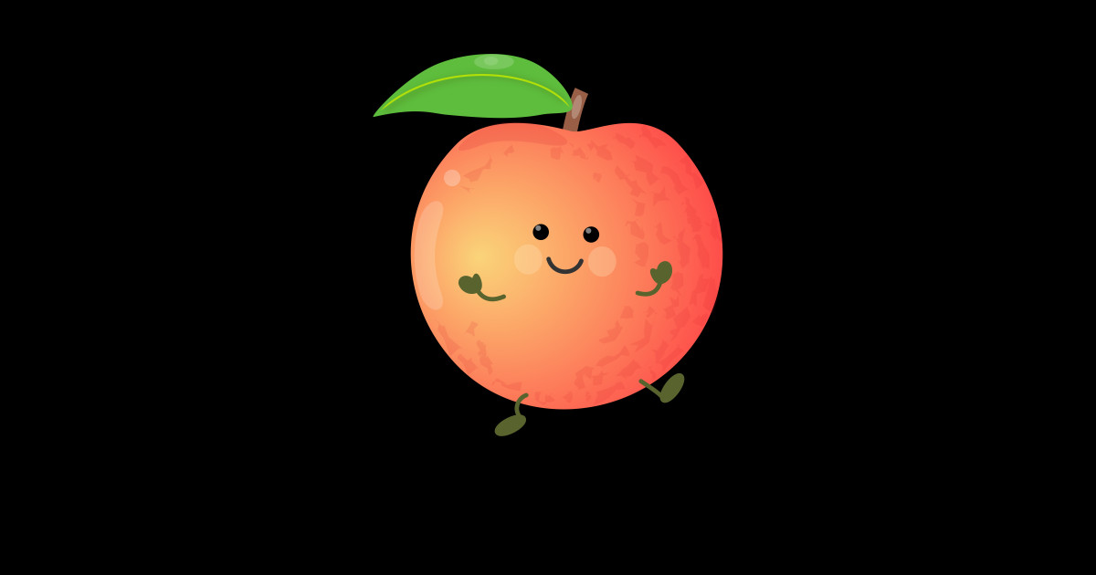 Cute happy dancing peach cartoon illustration - Peach - Sticker | TeePublic