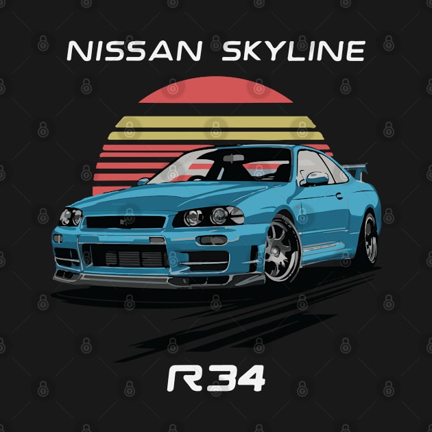 Nissan Skyline GTR R34 JDM Retro Vintage Car - Nissan Skyline Gtr R34 ...