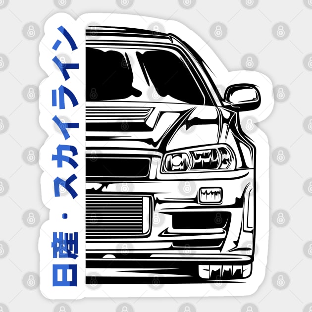 Skyline R34 GTR V Spec - Skyline R34 - Sticker | TeePublic
