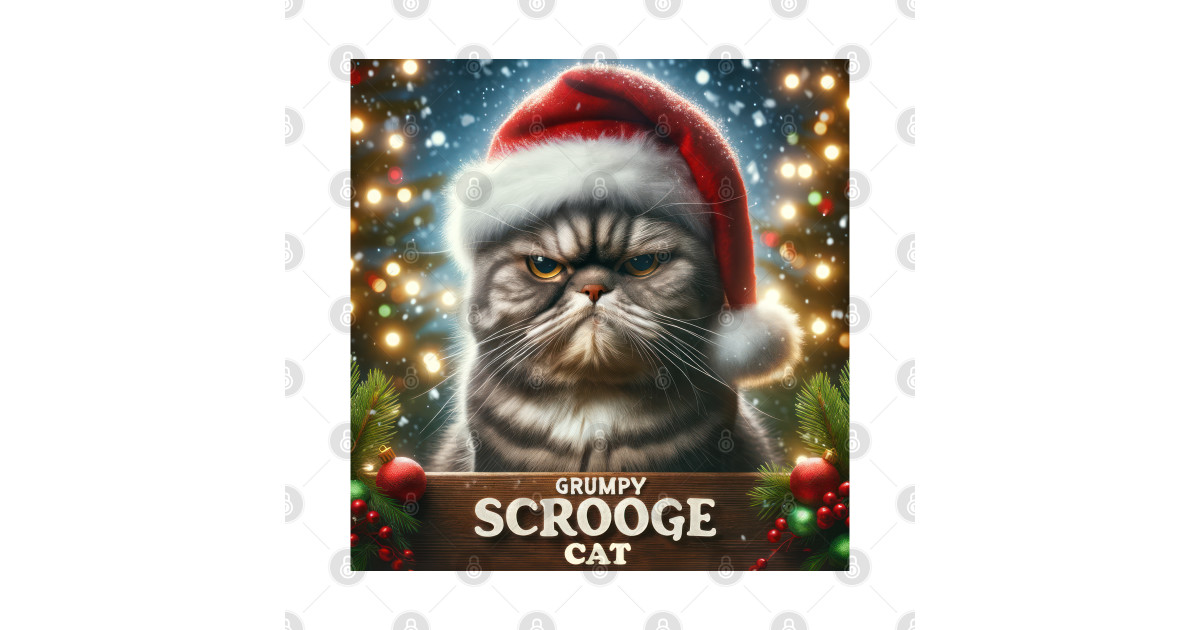 Grumpy Scrooge Cat - Grumpy Scrooge Cat - T-Shirt | TeePublic