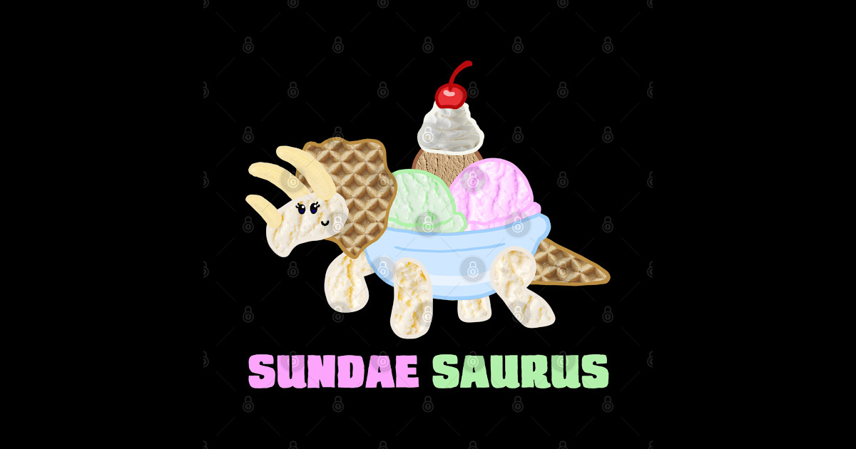 Sundae Saurus (with text) - Dinosaur - Sticker | TeePublic
