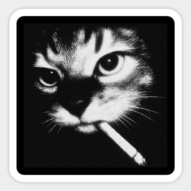 Funny Smoking Cat Meme Gen z Vintage - Funny - Sticker | TeePublic