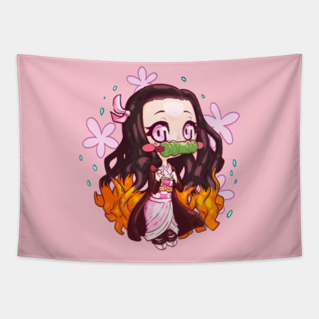 Nezuko Chibi – Kimetsu no Yaiba FanArt - Nezuko - Tapestry | TeePublic