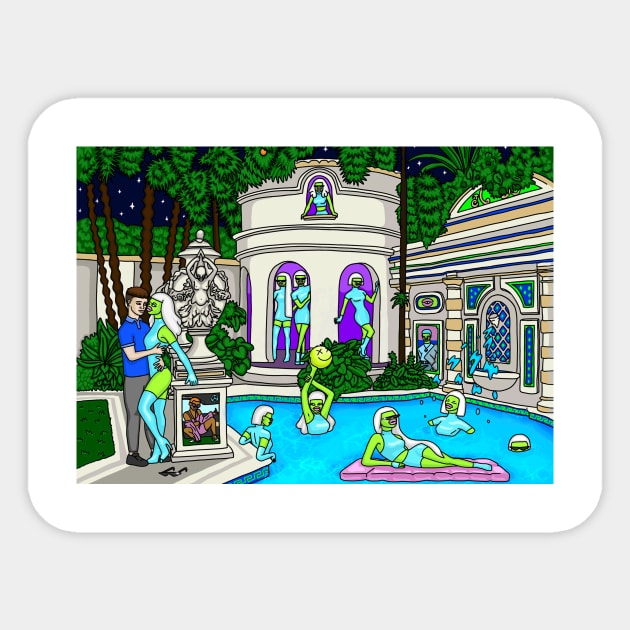 Alien Pool Party - Aliens - Sticker | TeePublic