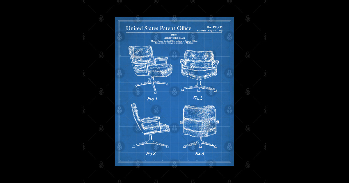 Chair Patent - Office Decor Modernist Design Art - Blueprint - Chair ...