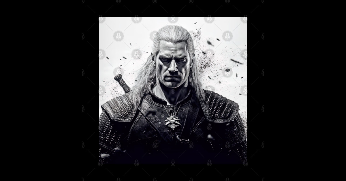 angry witcher with armor on white background - Witcher - Sticker ...