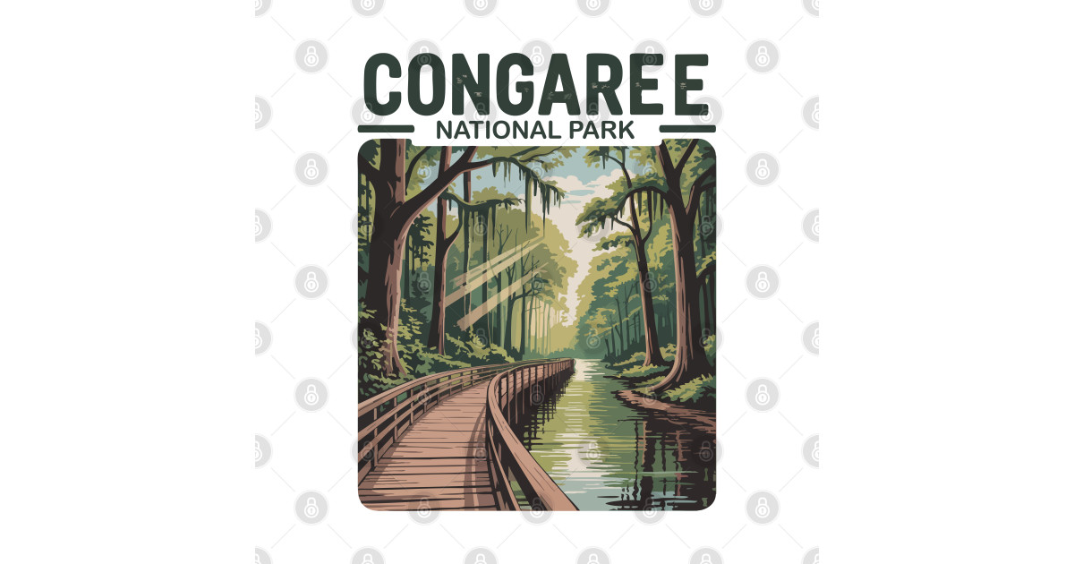 Minimalist Congaree National Park Tree Art - Congaree National Park - T ...