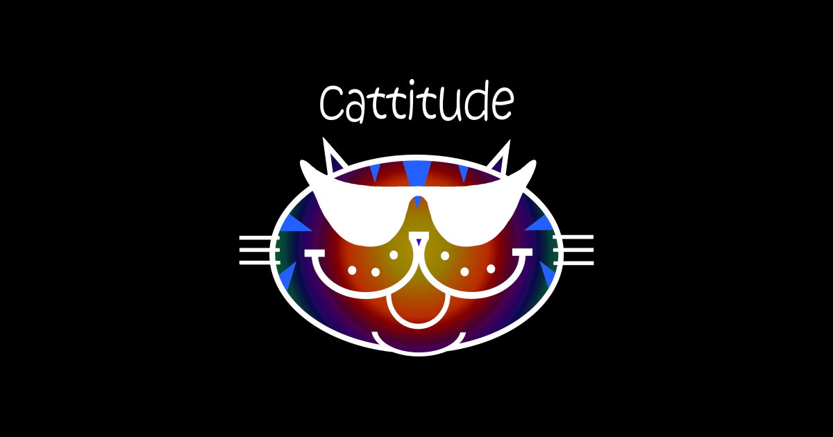 Cattitude 2 - Dark Rainbow Tabby, White Outline - Cattitude - Posters ...