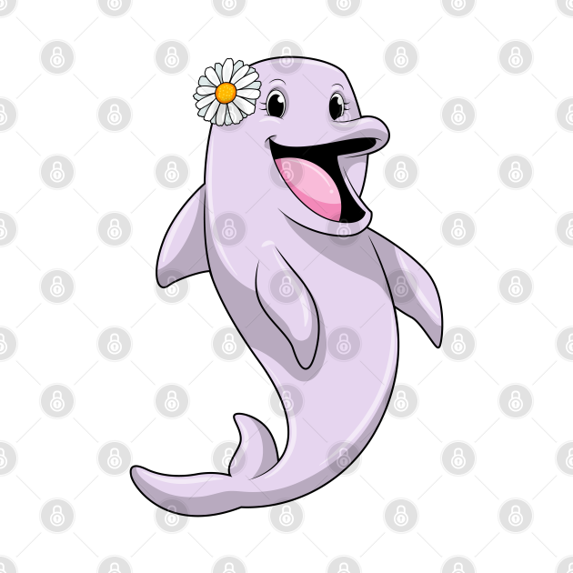 Dolphin with Daisy Flower - Dolphin - Pin | TeePublic