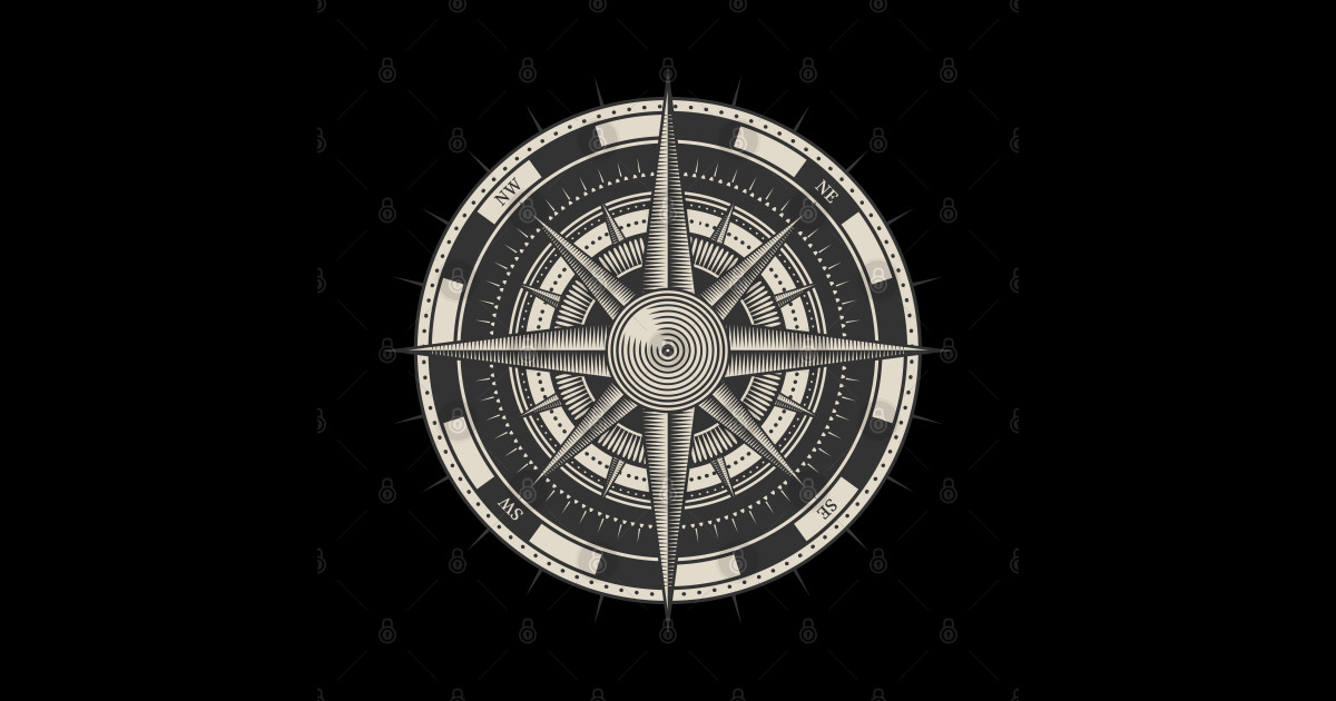 Vintage nautical compass rose - Vintage Compass - Sticker | TeePublic