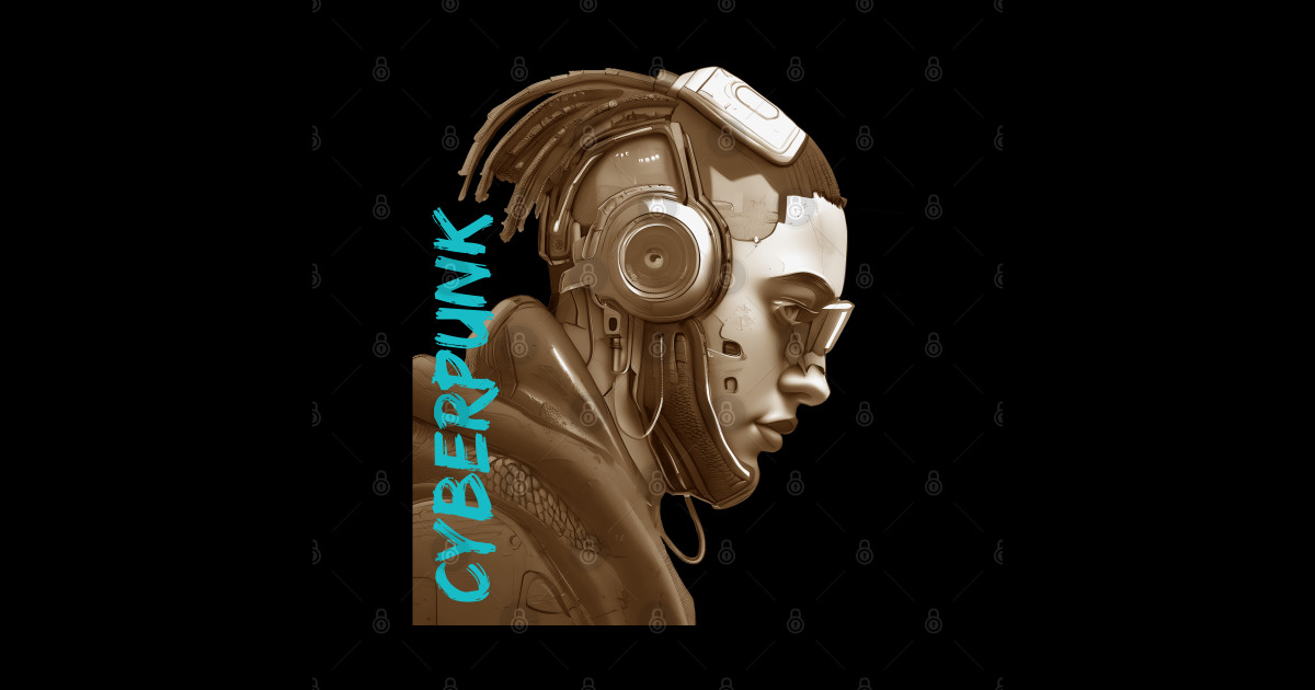 cyberpunk cyborg sepia golden - Cyberpunk - Sticker | TeePublic