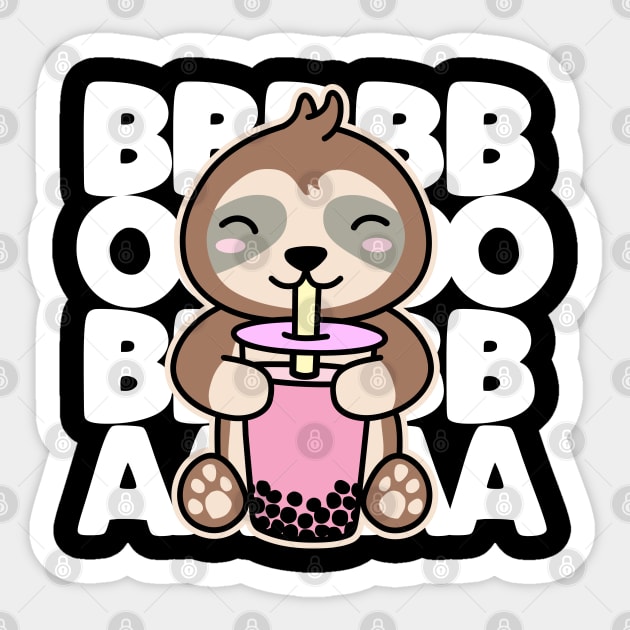Sloth Drinking Boba Cute Kawaii Bubble Tea Dark - Bubble Tea Lover ...