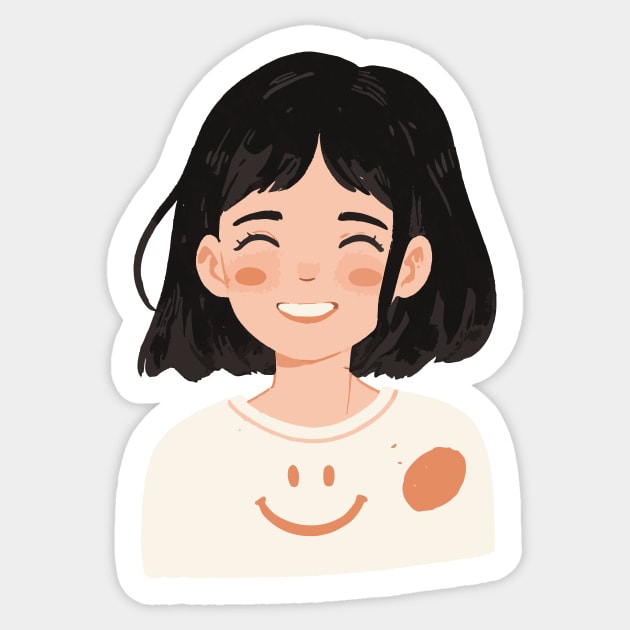 Smiling Cartoon Girl | Rosy Cheeks Illustration - Cartoon Girl ...