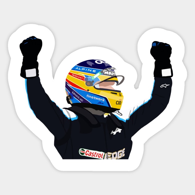 Fernando Alonso celebrating his podium finish at the 2021 Qatar Grand ...