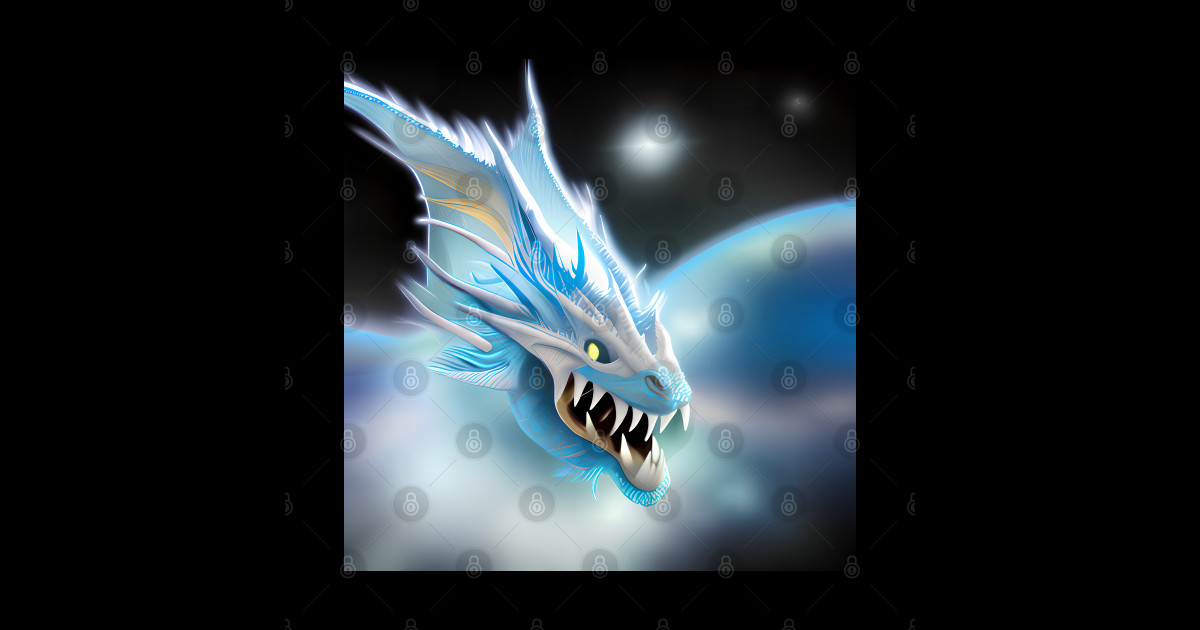 Ice Dragon in Outer Space - Dragon - Sticker | TeePublic