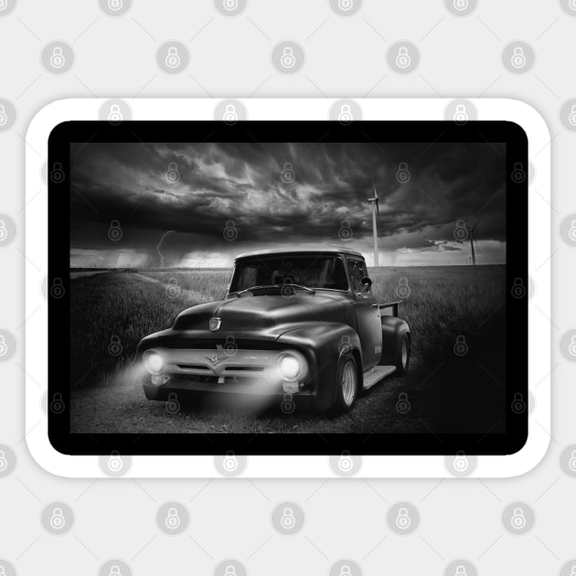 1956 Ford F-100 - black white - Ford Pickup - Sticker | TeePublic