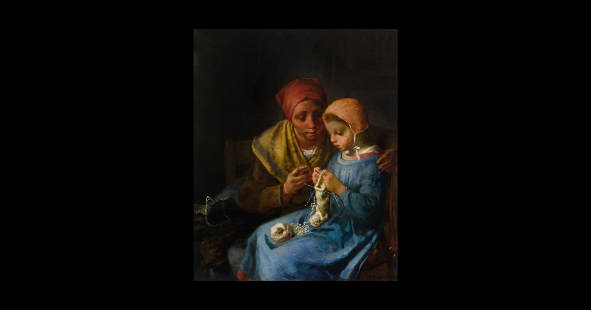 The Knitting Lesson by Jean-Francois Millet - Jean Francois Millet ...