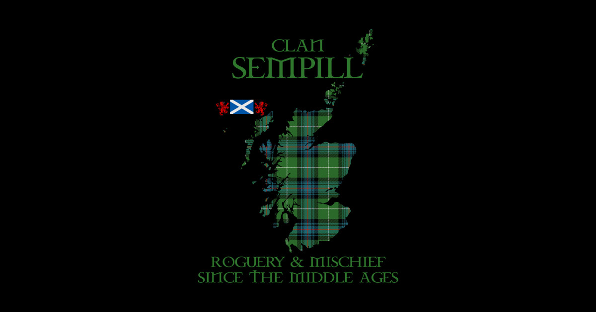 Clan Sempill 2 tartan Scotland map Saltire flag and lion rampant ...