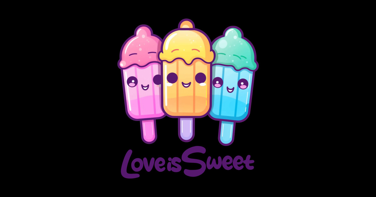 Kawaii Popsicles Love is Sweet - Pride - Sticker | TeePublic