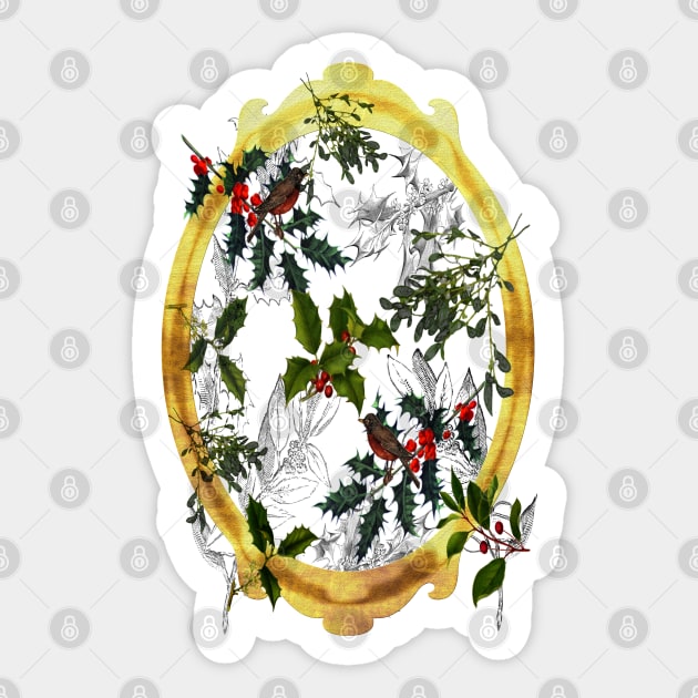 Holly and Mistletoe - Graphic Design - Sticker | TeePublic