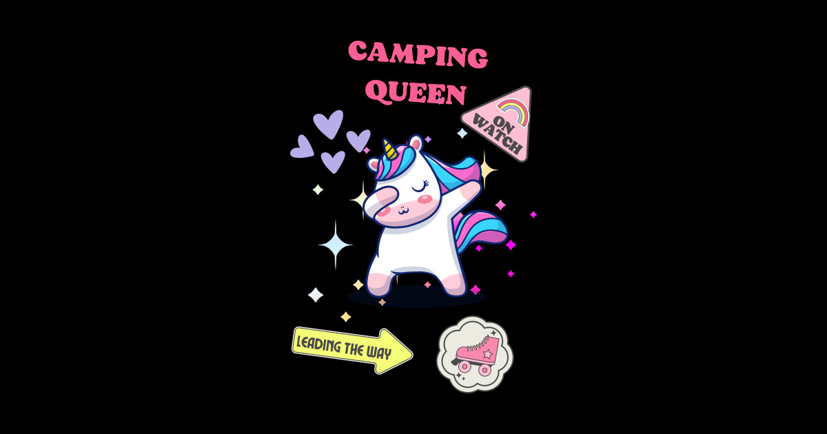Camping Queen unicorn - Camping - Sticker | TeePublic
