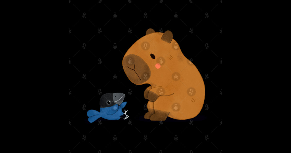 Capybara and Bird talking - Capybara And Bird Talking - Posters and Art ...