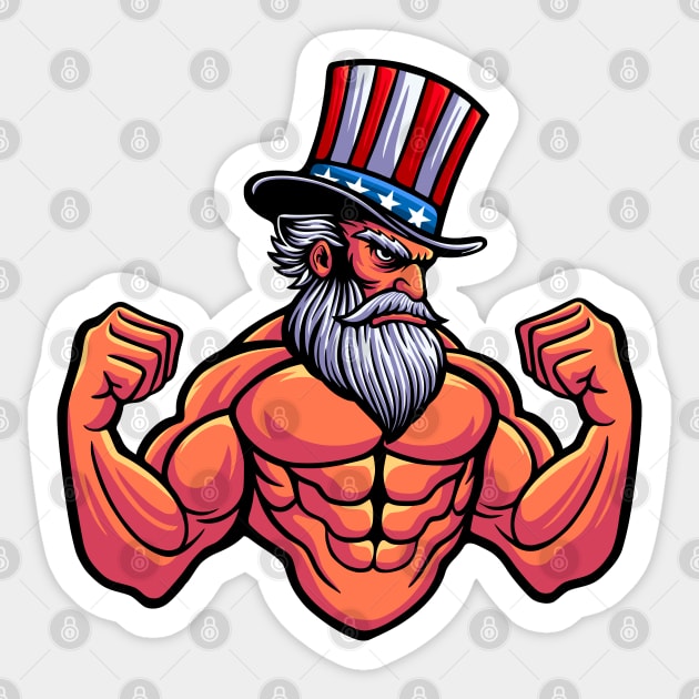 Muscular Uncle Sam - Uncle Sam - Sticker | TeePublic