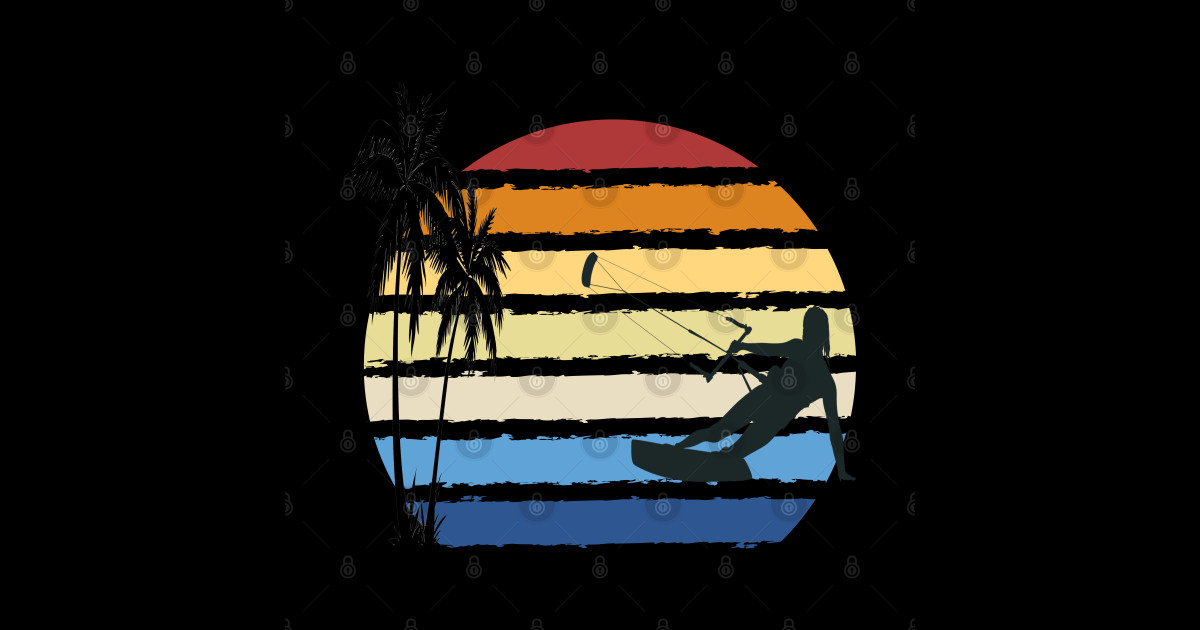 Kitesurfing Girl sailing into a retro Kitesurf sunset - Kitesurfing ...