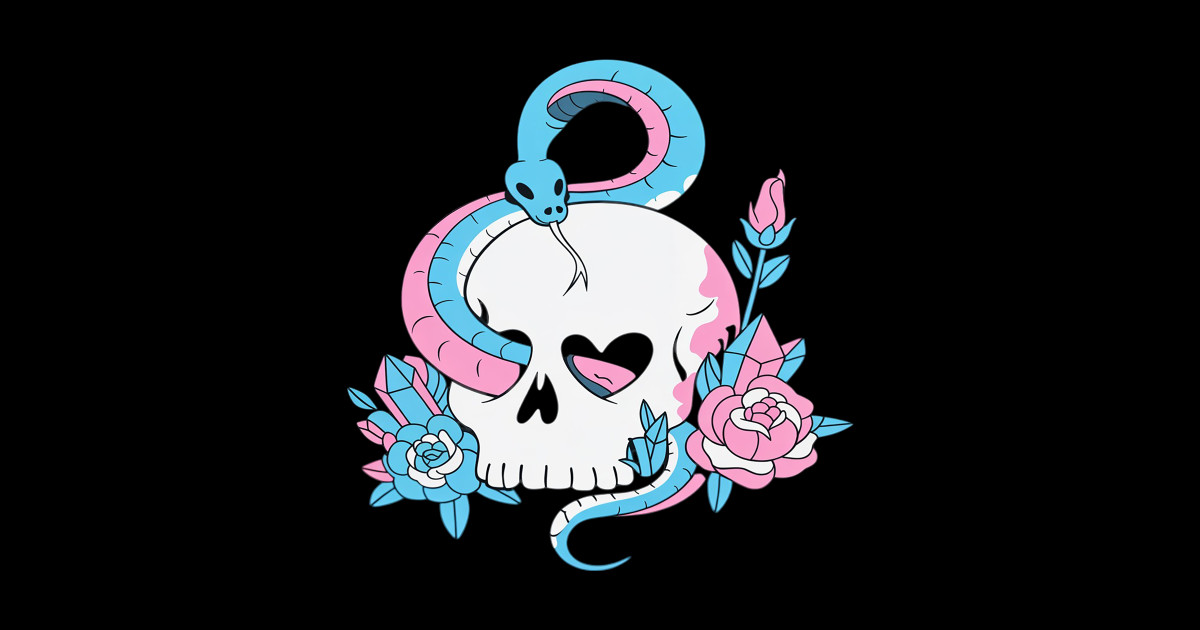 Transgender Pride Trans Flag Skull Snakes Roses Sublte LGBTQ ...