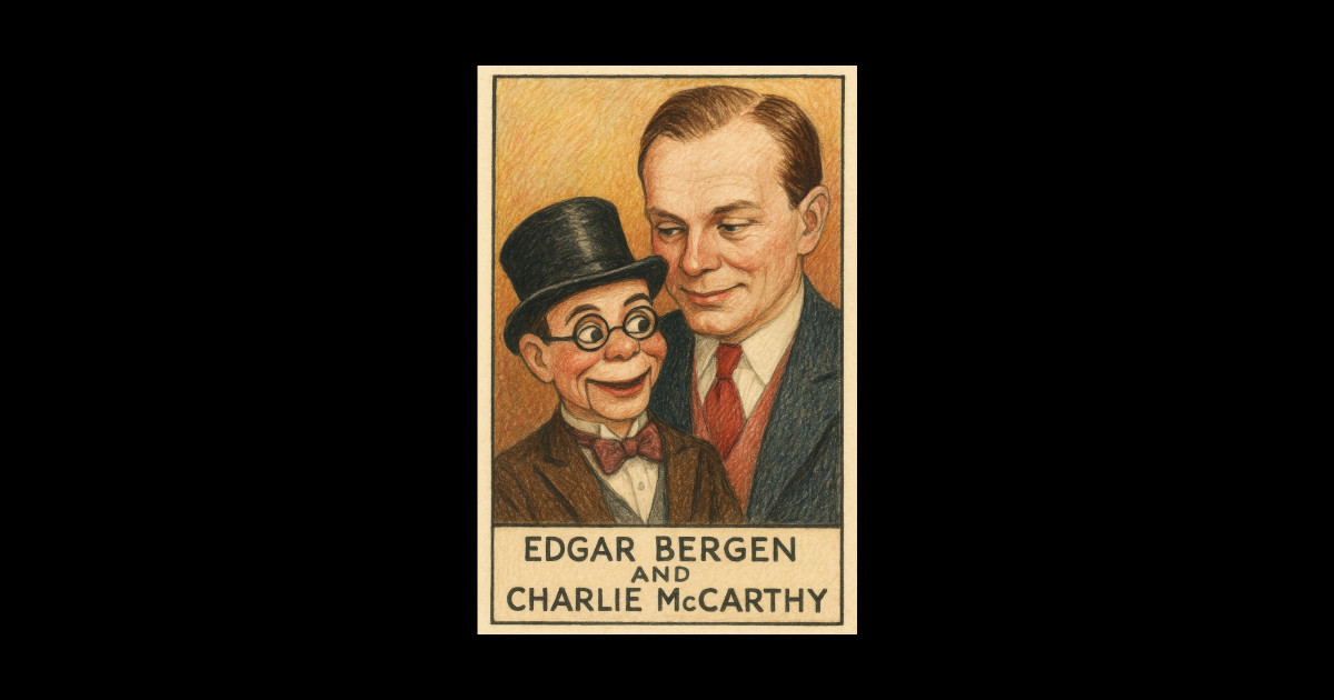 Edgar Bergen and Charlie McCarthy Vintage Hand Drawn Trading Card ...