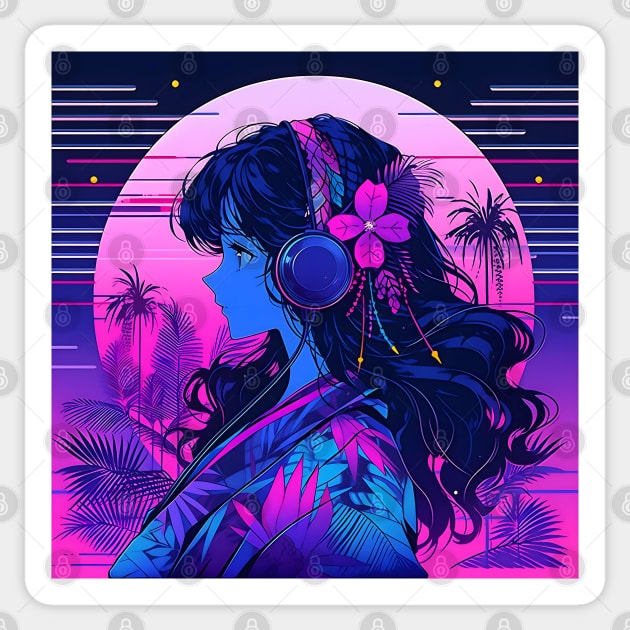 Synthwave Music Album Cover - Anime Wallpaper - Synthwave - Sticker ...