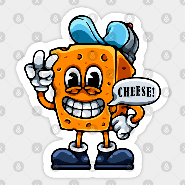 Cartoon Cheese Smilling - Cheese - Sticker | TeePublic