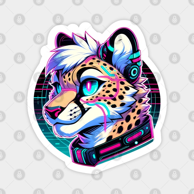Cyberpunk Neon Furry Anthro Cheetah - Furry - Magnet | TeePublic