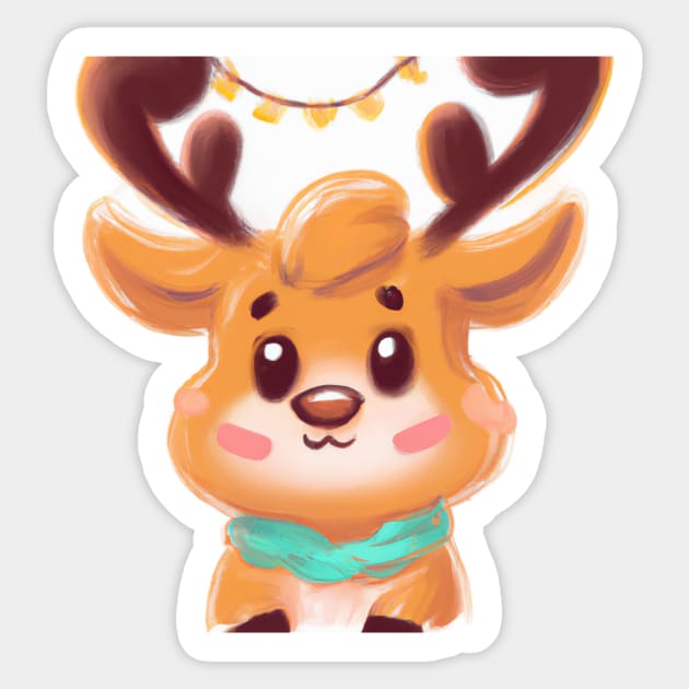 Cute Raindeer Drawing - Raindeer - Sticker | TeePublic