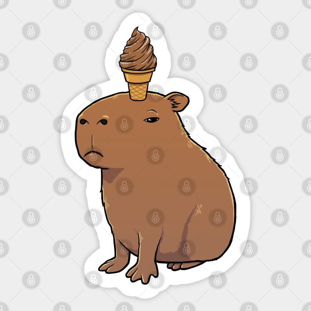 Capybara with Chocolate Ice Cream on its head - Capybara - Sticker ...