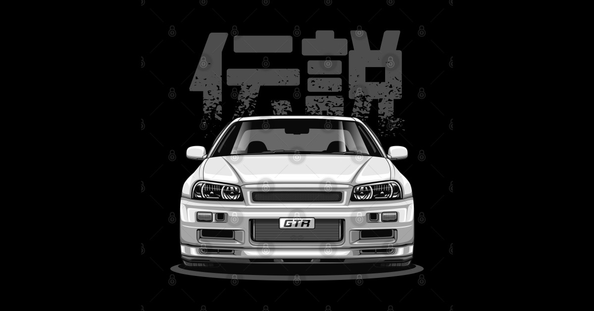 Skyline GTR R34 - Pearl White (Front View Design) - Skyline Gtr R34 ...