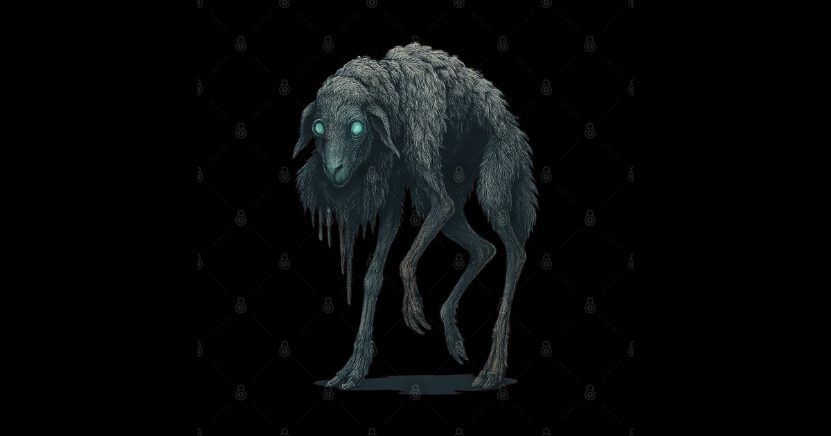 Creepy Wolf Sheep Horror - Scary Folklore Goth Alt Aesthetic Design ...