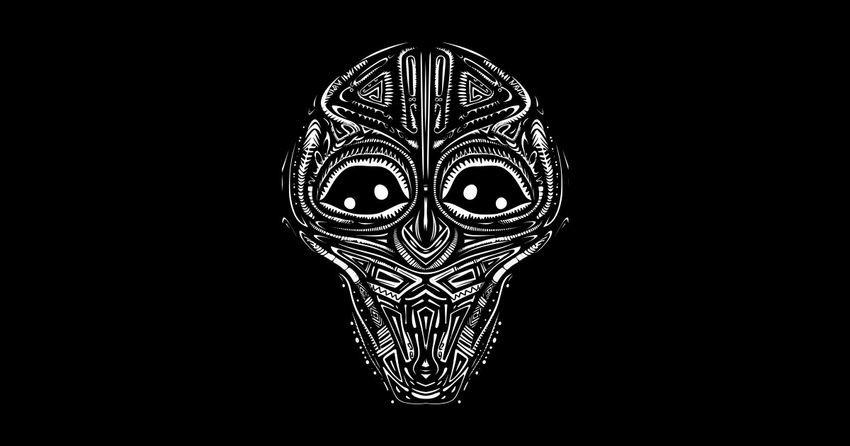 Retro Alien Head Drawing - Retro Alien - Sticker | TeePublic