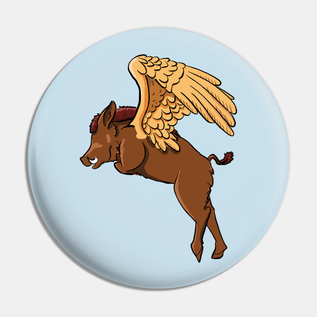 Flying Boar - Flying Pig - Pin | TeePublic