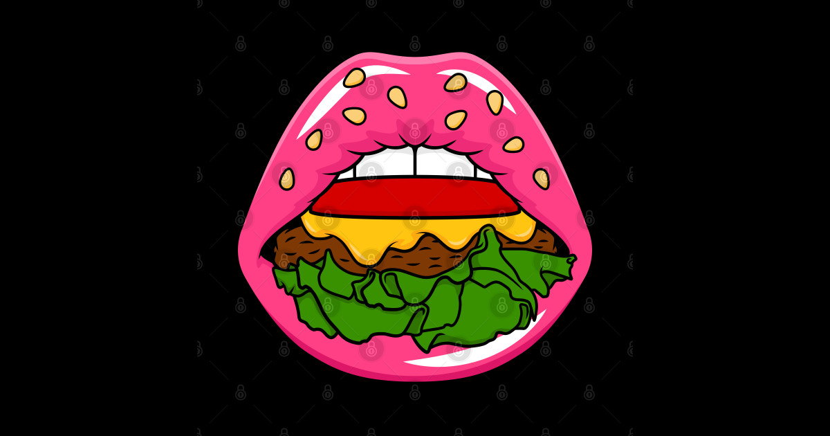 Burger Lips - Burger - Sticker | TeePublic