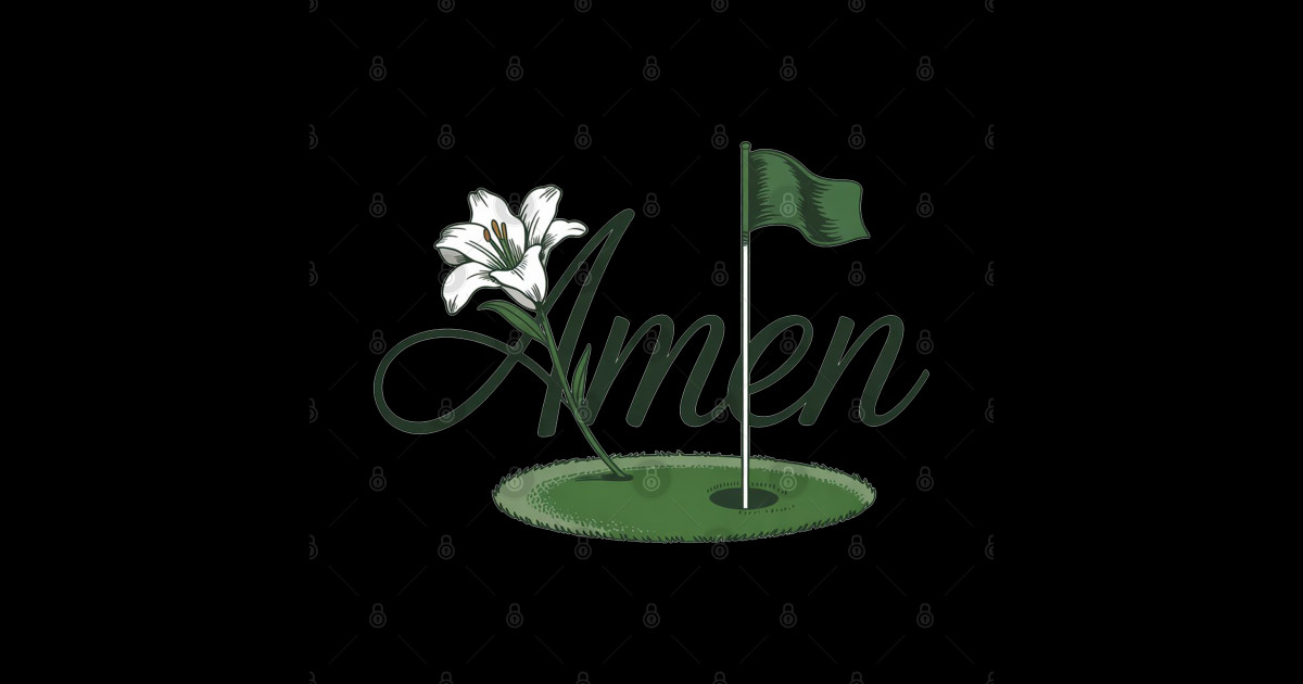 MASTERS GOLF AMEN FLAG AND FLOWER - Masters Golf - Sticker | TeePublic