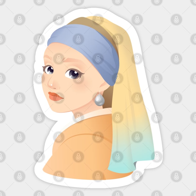 Girl with a Pearl Earring - Girl With A Pearl Earring - Sticker | TeePublic